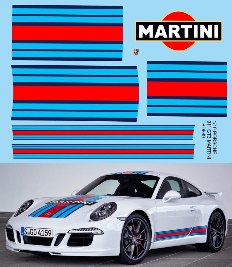 1/10 Decals for Porsche 911 GT3 Martini R/C TB Decal TBD889 - Etsy