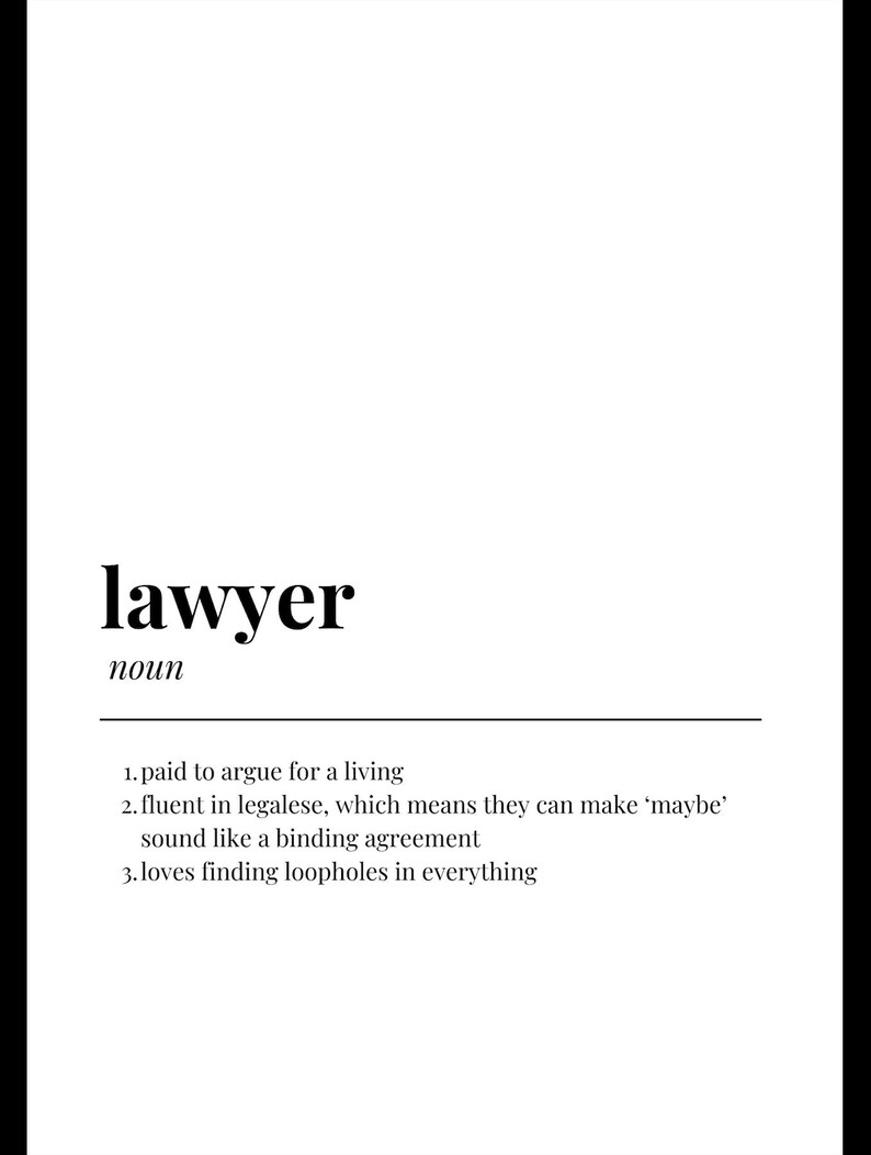 LAWYER Definition Print - Etsy