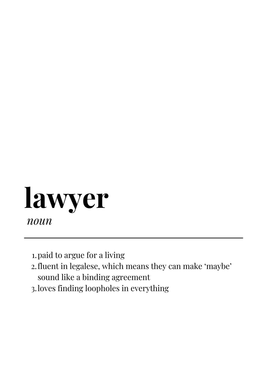 LAWYER Definition Print - Etsy
