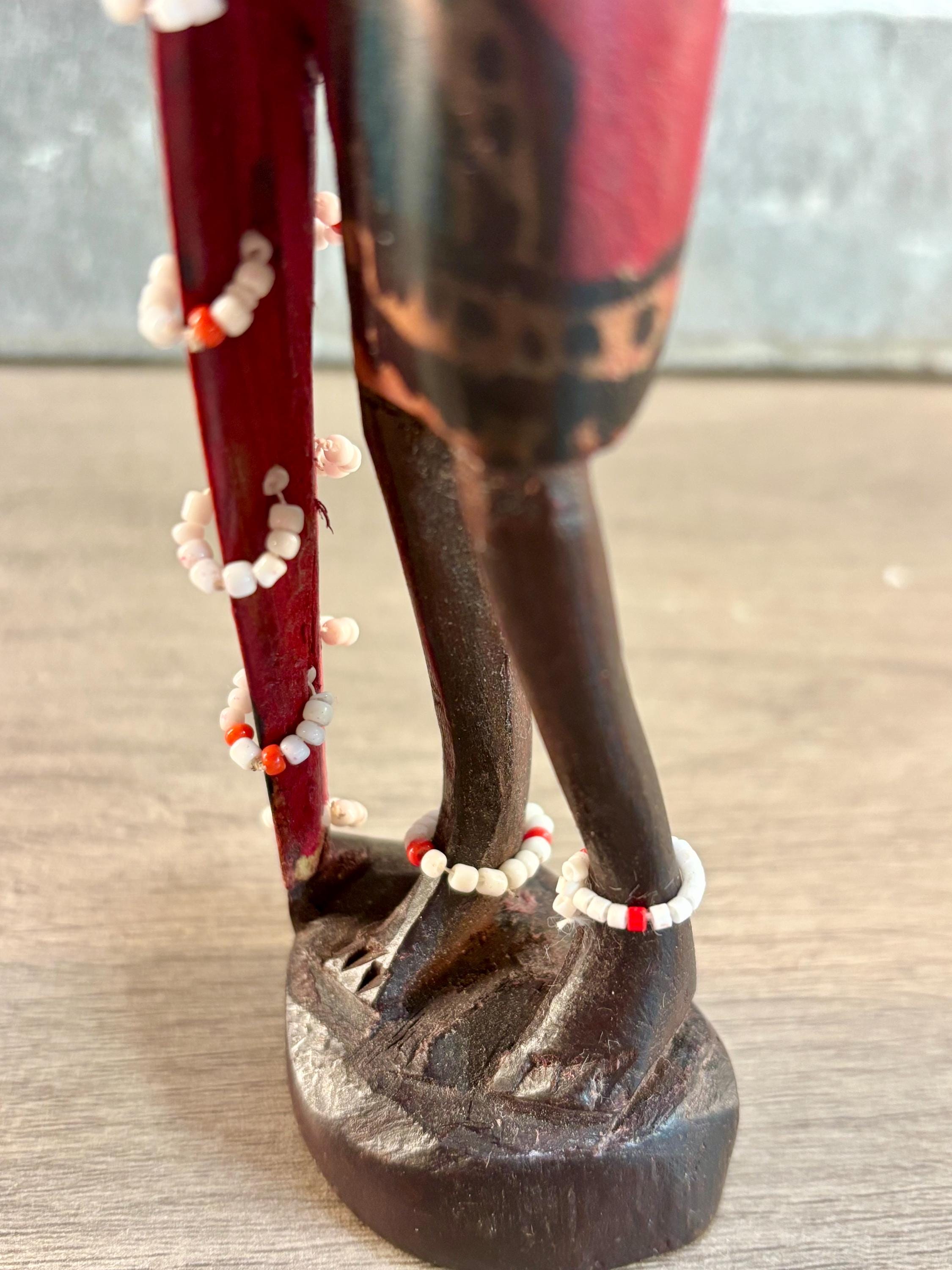Vintage African Zulu Tribal Man & Woman Statue Wood Carved With Beads ...