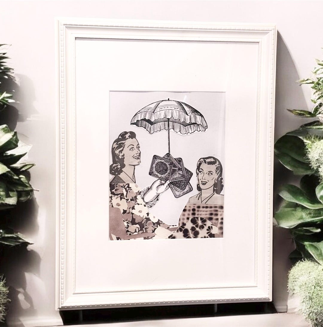 Two Ladies Playing Cards Collage Art - Etsy