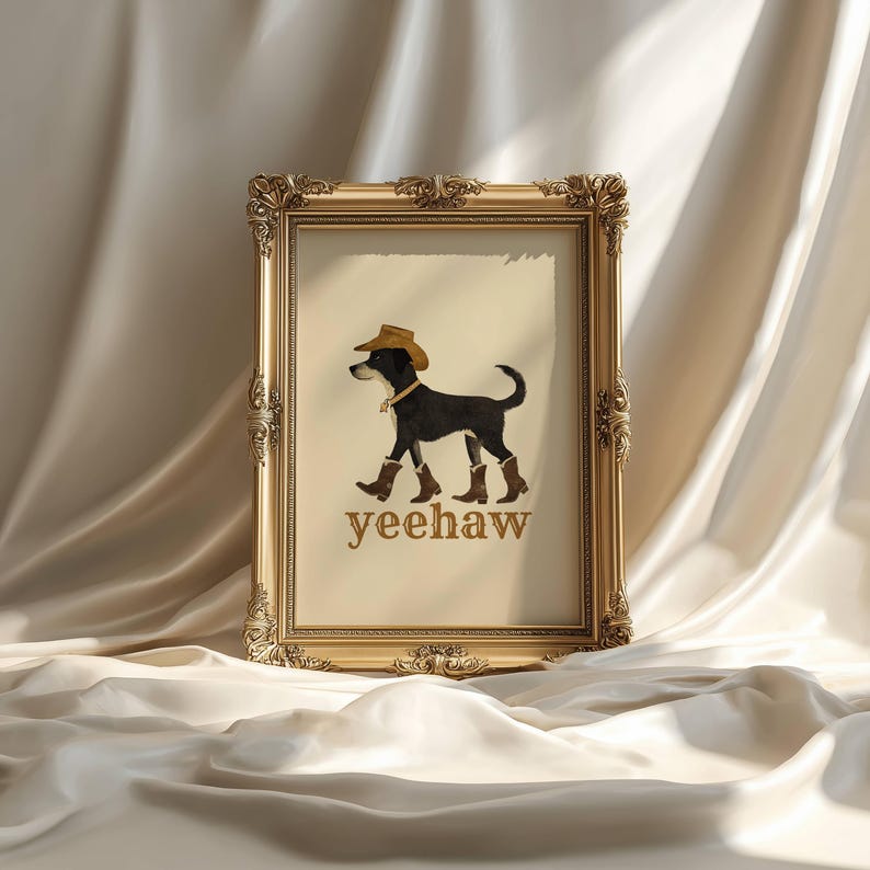 Cowboy Dog Print, Cowboy Dog Art, Dog Wall Art, Cowboy Decor, Cowboy ...