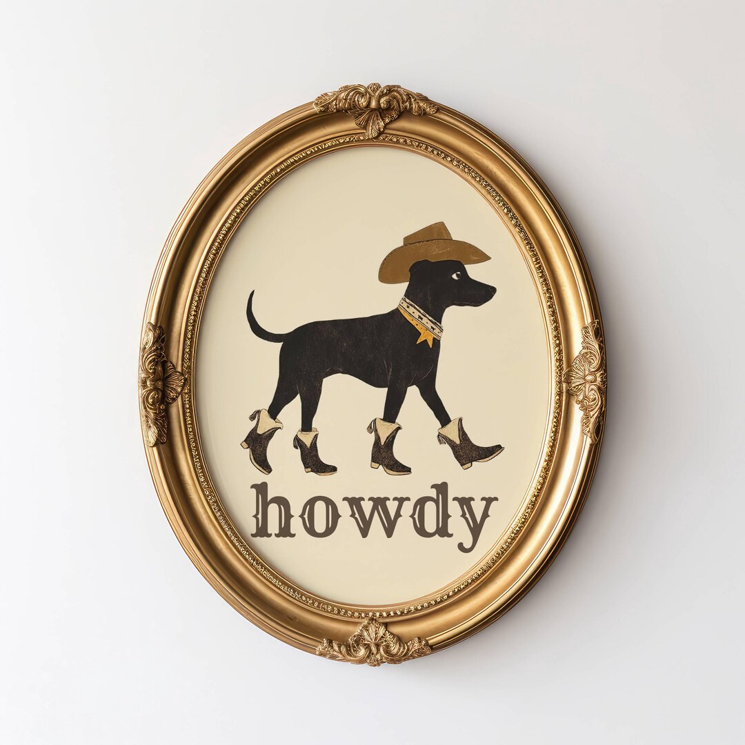 Cowboy Dog Print, Cowboy Dog Art, Dog Wall Art, Cowboy Decor, Cowboy ...