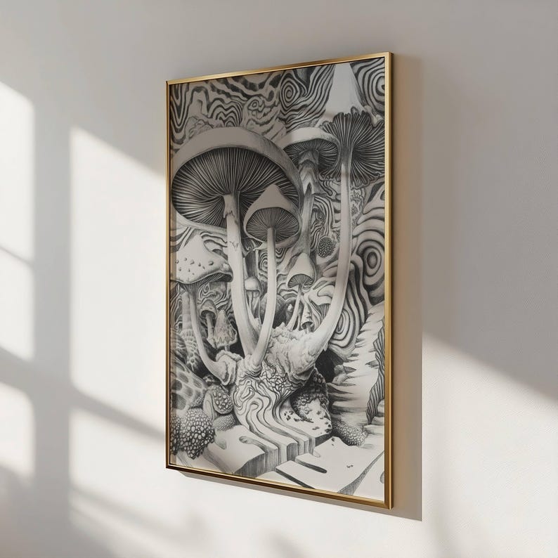 Psychedelic Print, Mushroom Art Decor, Spiritual Decor, 3rd Eye Wall ...