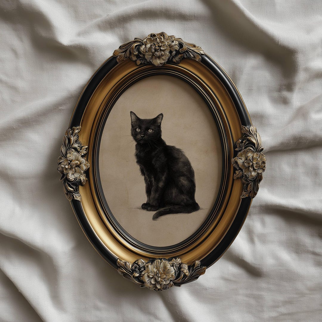 Vintage Cat Sketch, Wall Art of Cats, House Cat Sketch, Antique Cat Art ...
