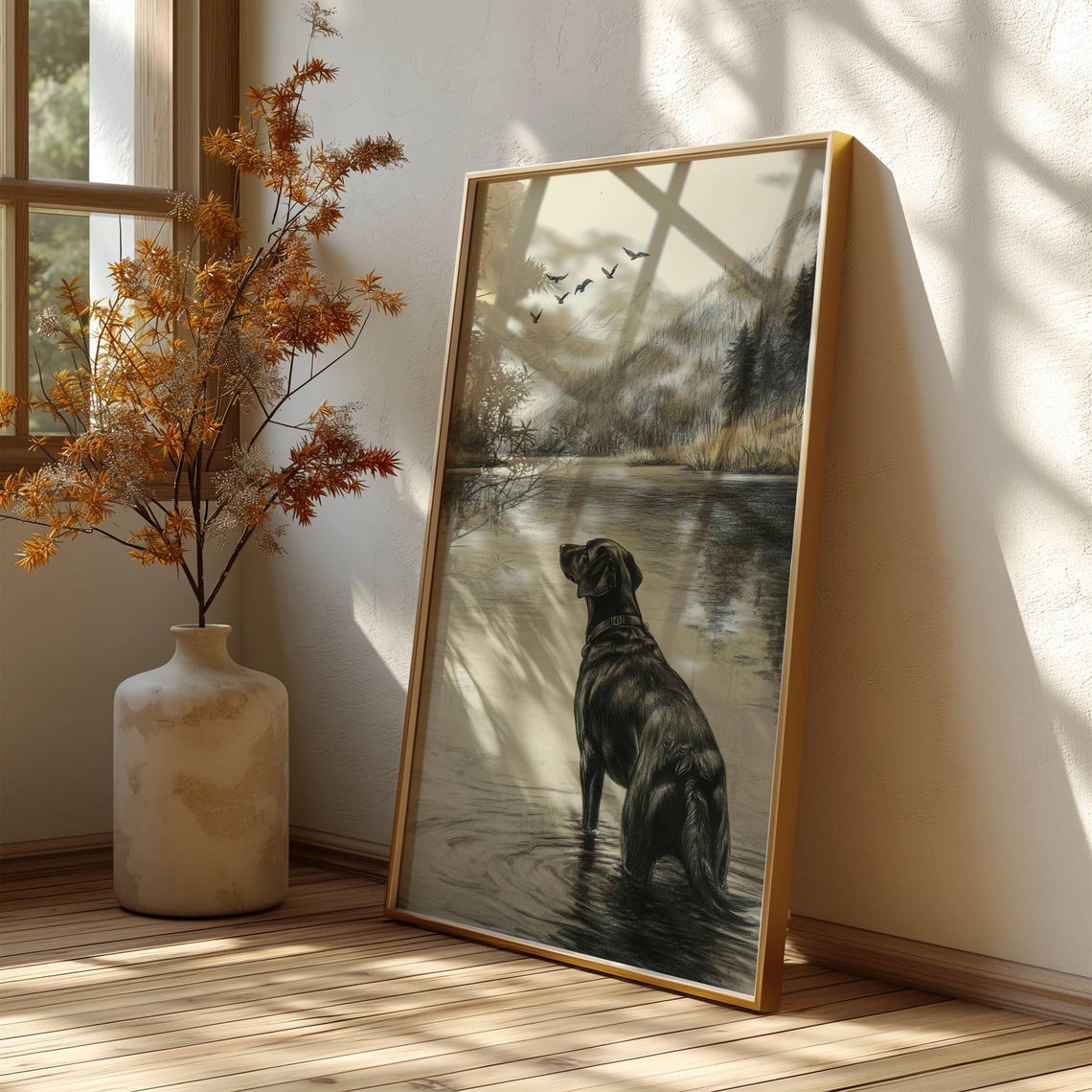 Vintage Dog Sketch, Wall Art of Dogs, Black Lab Sketch, Antique Dog Art ...