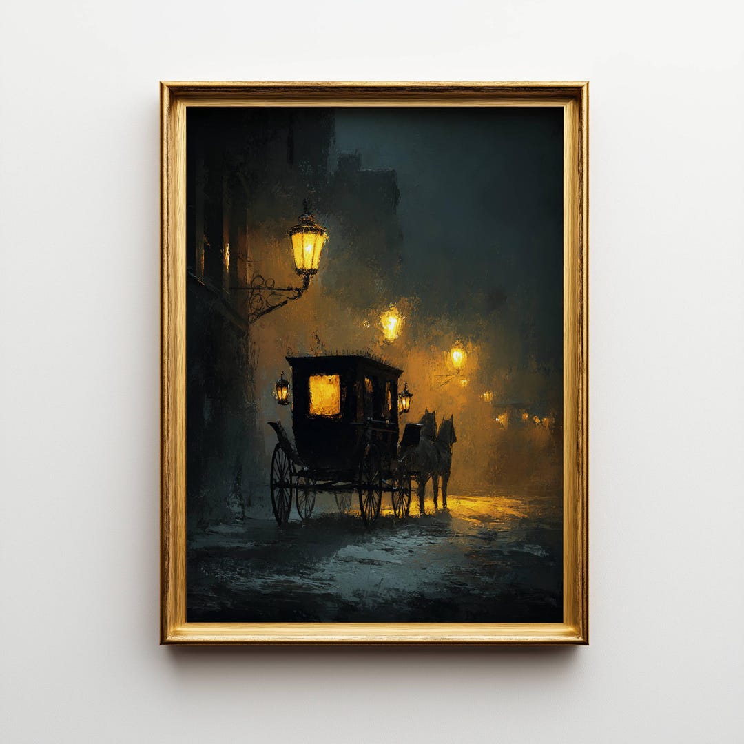 Horse Drawn Carriage Print, Funeral Hearse Artwork, Dark Victorian ...