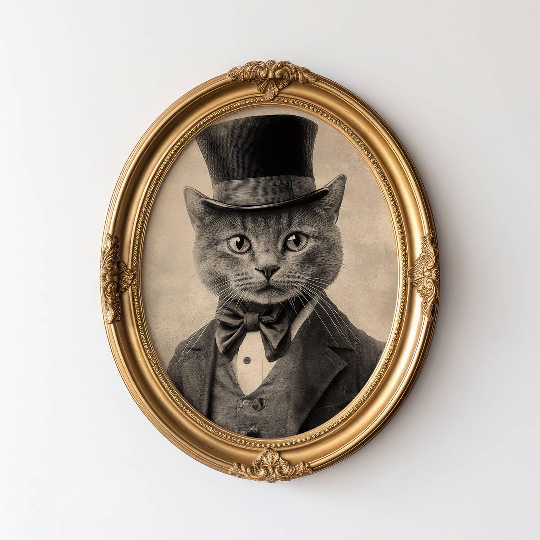 Vintage Cat Poster, Wall Art of Cats, Funny House Cat, Antique Cat Art ...
