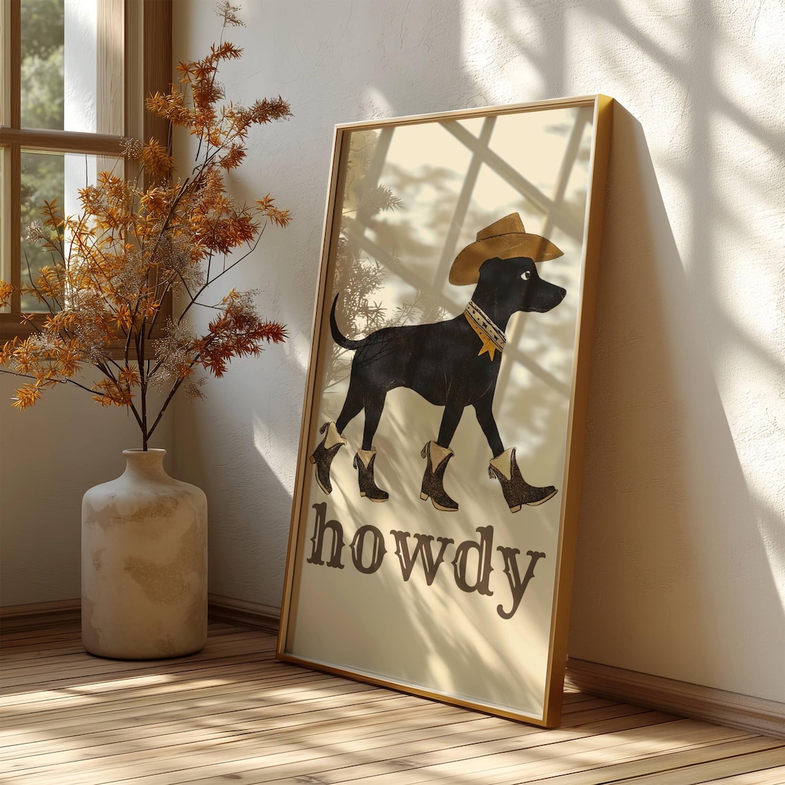 Cowboy Dog Print, Cowboy Dog Art, Dog Wall Art, Cowboy Decor, Cowboy ...