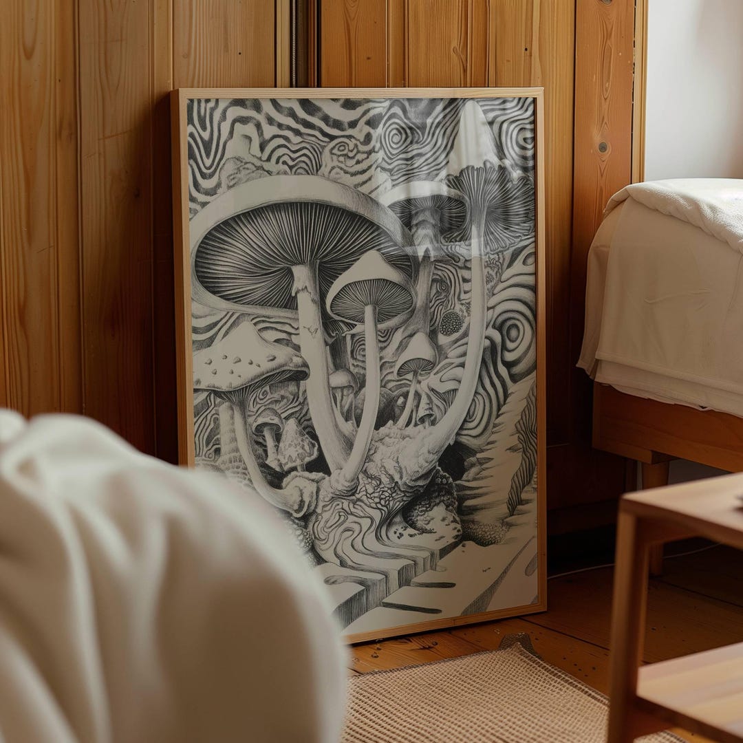 Psychedelic Print, Mushroom Art Decor, Spiritual Decor, 3rd Eye Wall ...