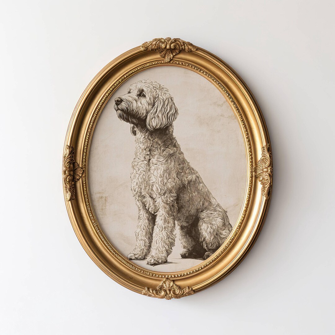 Vintage Labradoodle Wall Art, Dog Illustration Office Decor Wall Art ...