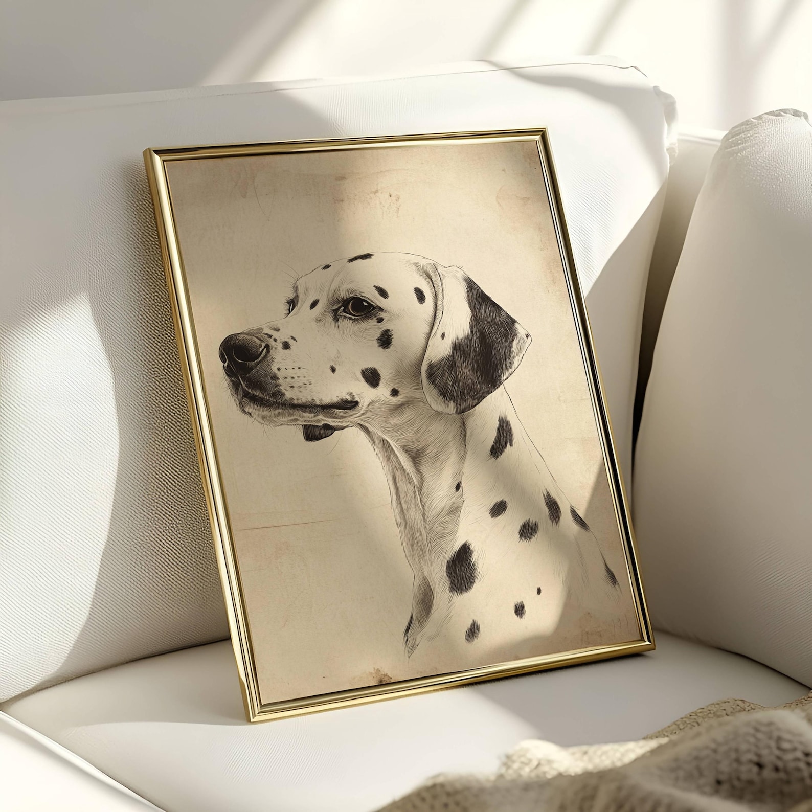 Vintage Dalmatian Wall Art, Dog Illustration Office Decor Wall Art ...