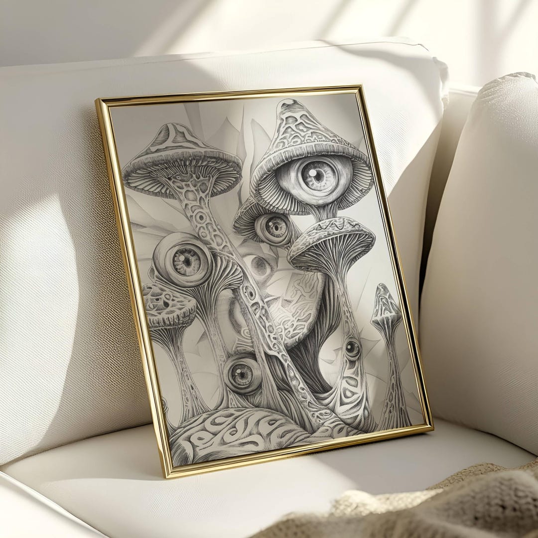 Psychedelic Print, Mushroom Art Decor, Spiritual Decor, 3rd Eye Wall ...