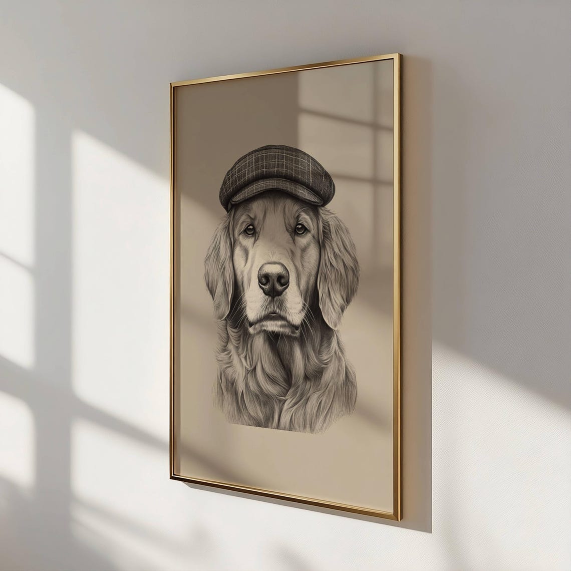 Vintage Golden Retriever Sketch, Dog Wall Art, Golden Wall Art Print ...