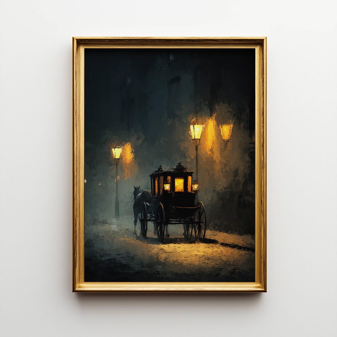 Horse Drawn Carriage Print, Funeral Hearse Artwork, Dark Victorian ...
