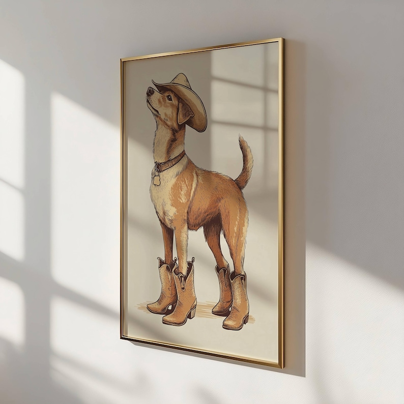 Cowboy Dog Print, Cowboy Dog Art, Dog Wall Art, Cowboy Decor, Cowboy ...