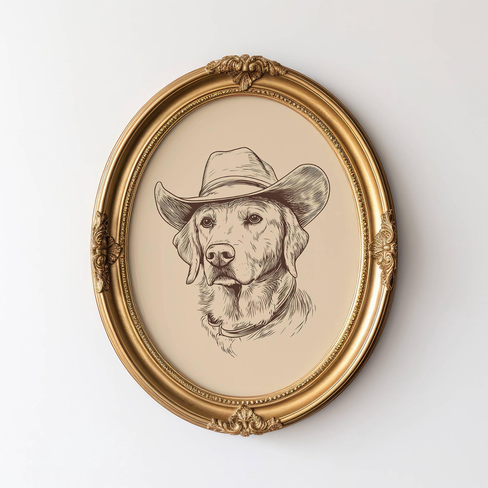 Vintage Cowboy Lab Sketch, Cowboy Dog Art, Dog Wall Art, Cowboy Decor ...