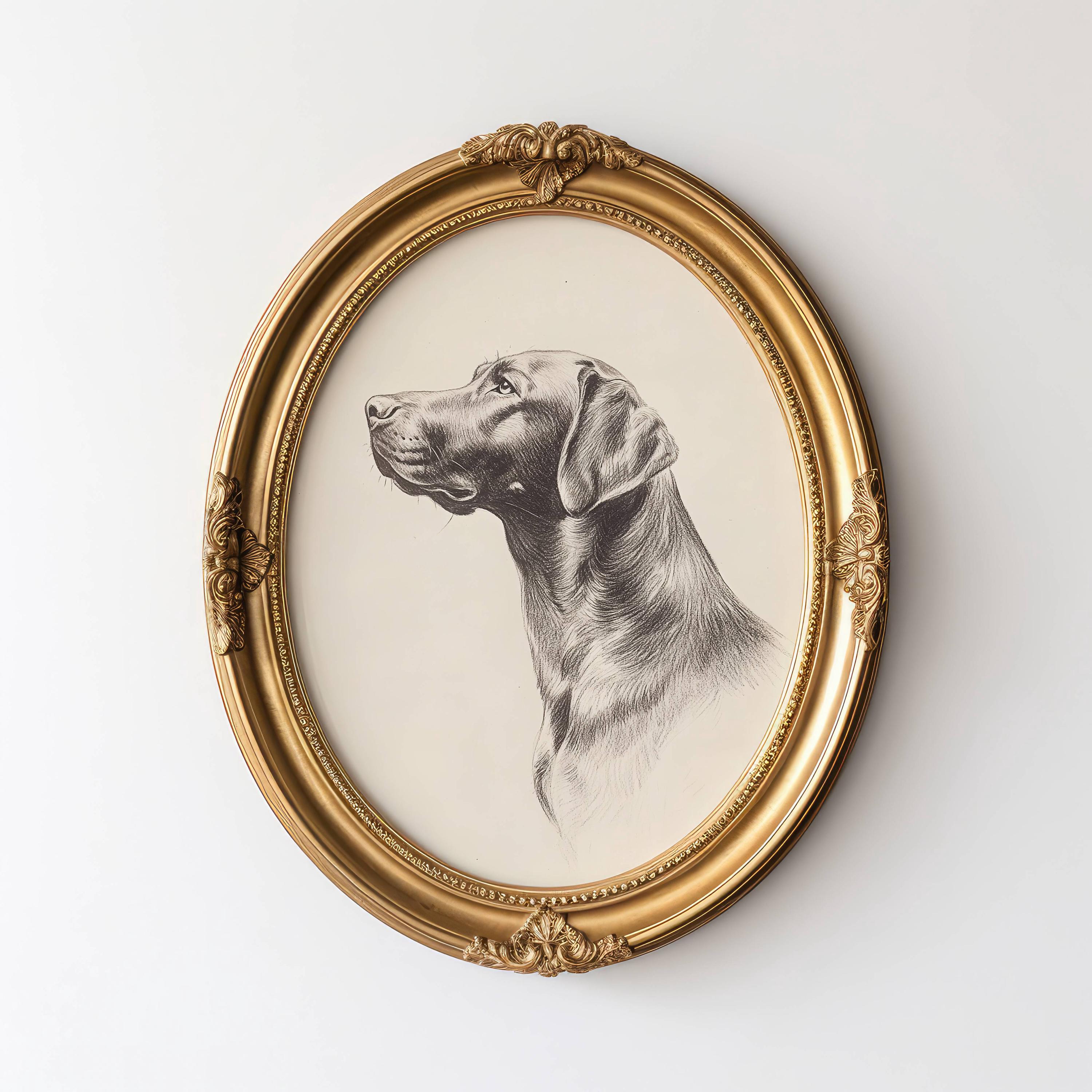 Vintage Dog Sketch, Wall Art of Dogs, Black Lab Sketch, Antique Dog Art ...