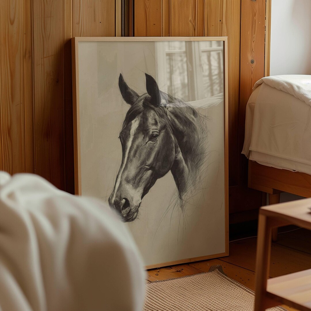 Vintage Horse Graphite Sketch Print, Antique Horse Portrait Wall Art - Etsy