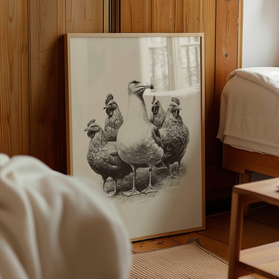 Vintage Seagull Print, Imposter Bird, Beachy Coastal Wall Art, Seagull ...