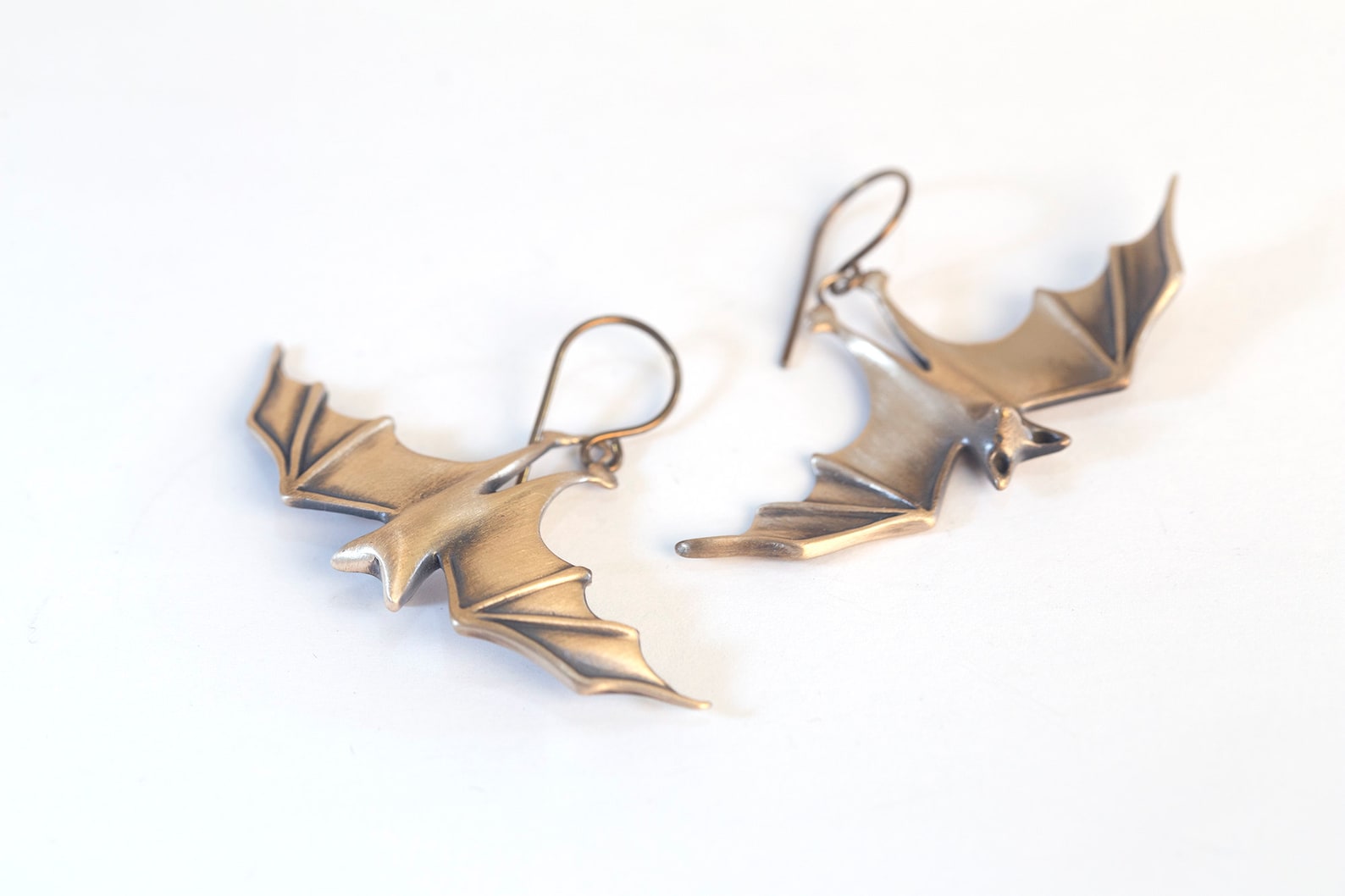Awake Bat Earrings / Handmade Flying Fox Bat Earrings in Solid Sterling ...
