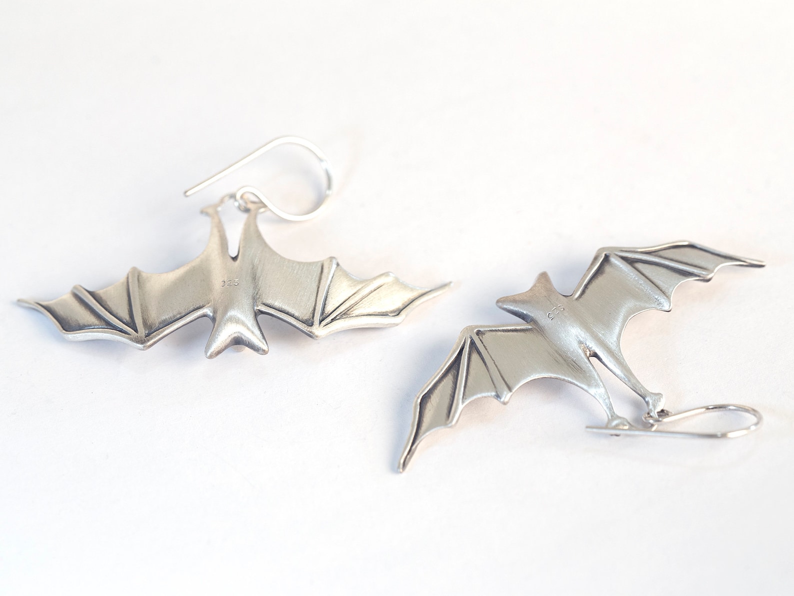 Awake Bat Earrings / Handmade Flying Fox Bat Earrings in Solid Sterling ...