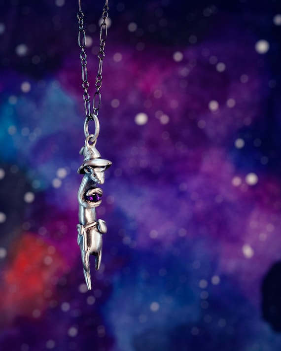 Wizard Weasel Necklace Adopt a Ferret Pendant in Sterling - Etsy