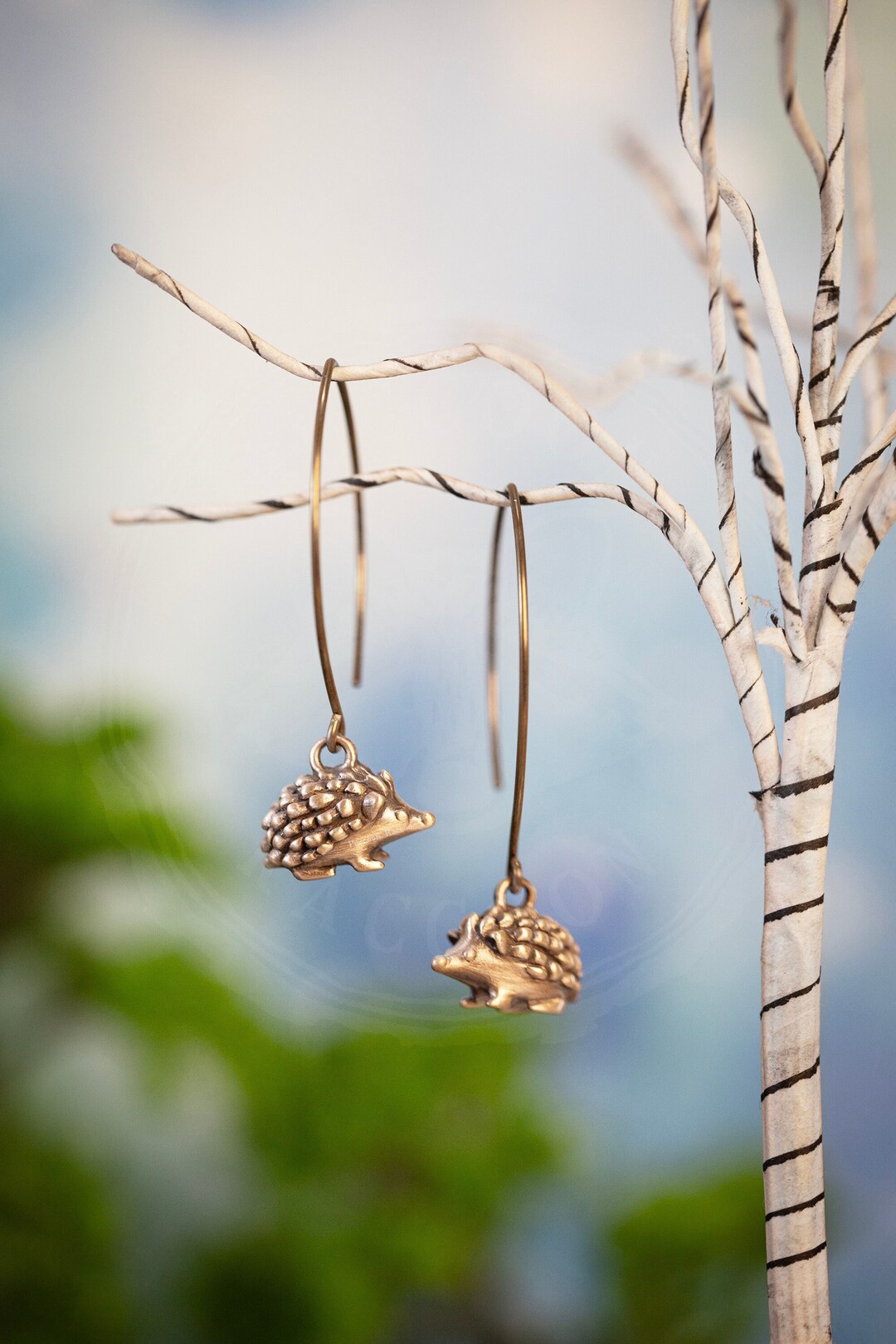 Curious Hedgehog Earrings, Handmade in Solid Sterling Silver or Bronze