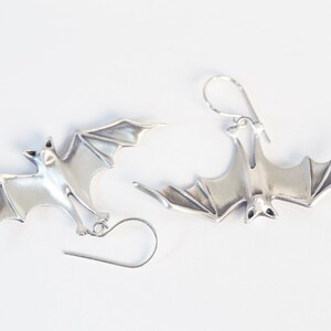Awake Bat Earrings / Handmade Flying Fox Bat Earrings in Solid Sterling ...