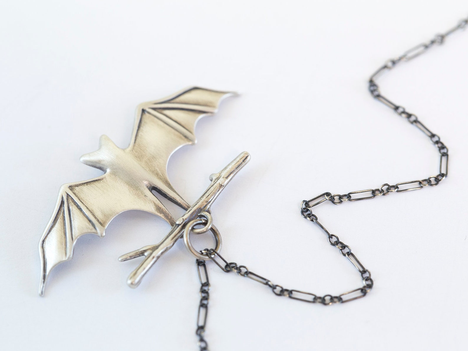 Awakening Bat Necklace, Handmade Bat Pendant Ready for Adventure in ...
