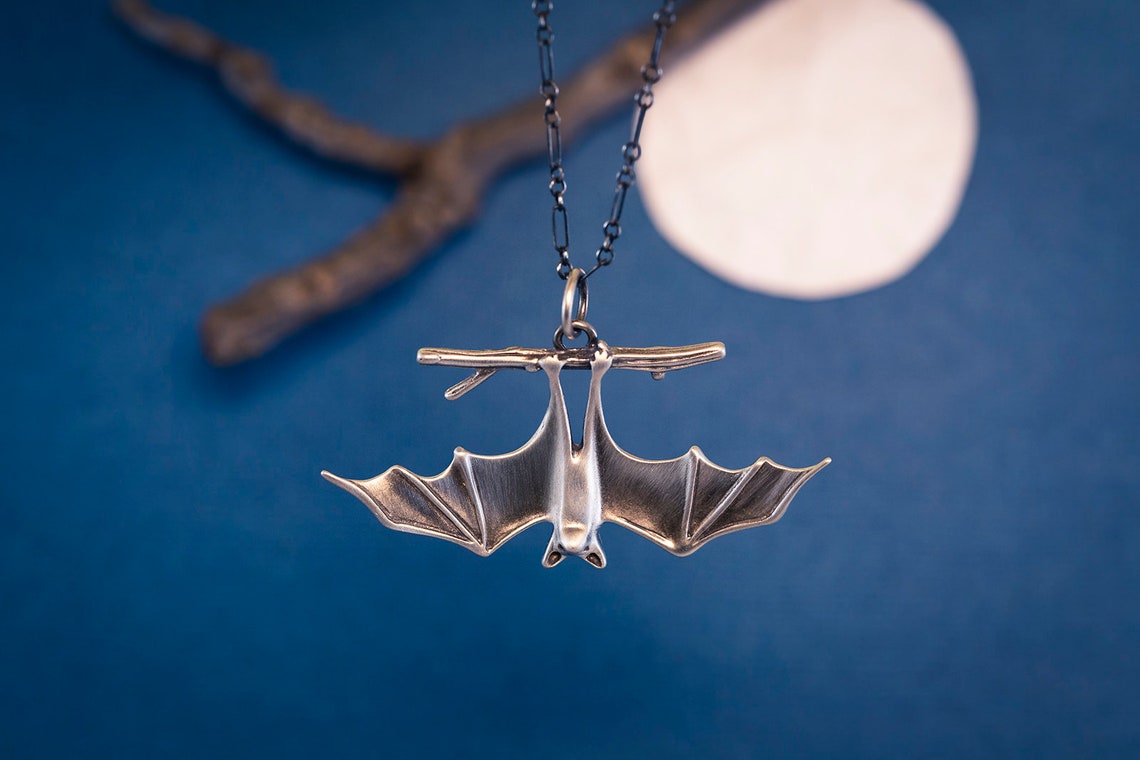 Awakening Bat Necklace, Handmade Bat Pendant Ready for Adventure in ...