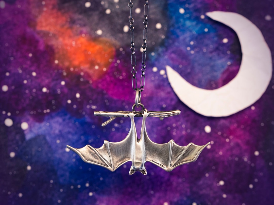 Awakening Bat Necklace, Handmade Bat Pendant Ready for Adventure in ...