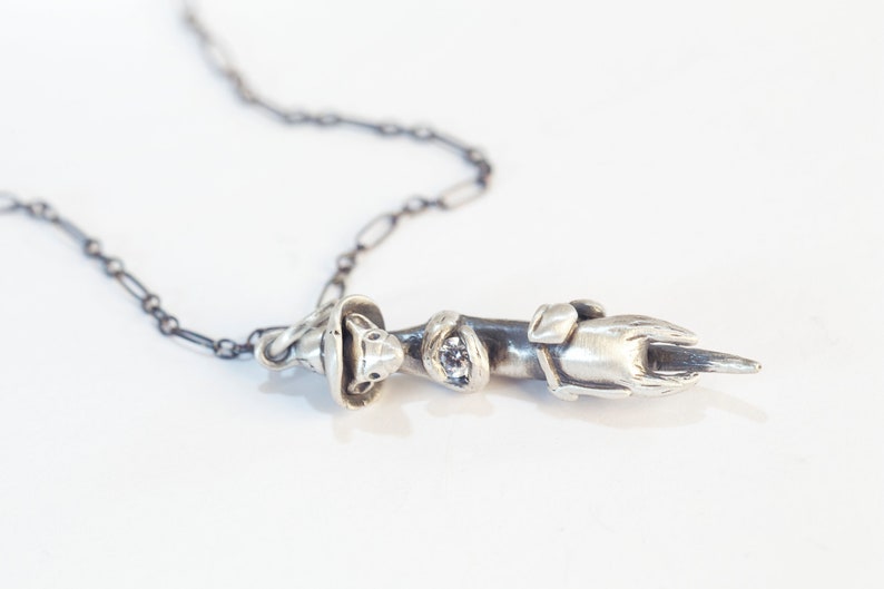 Wizard Weasel Necklace Adopt a Ferret Pendant in Sterling - Etsy