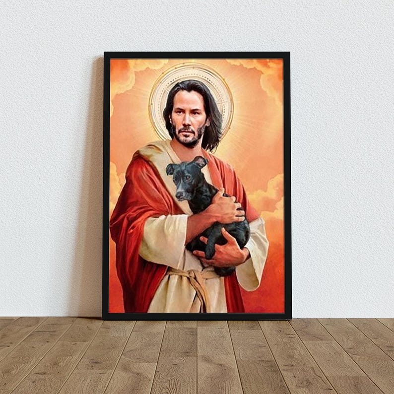 Saint Keanu Reeves Poster, Wall Art Canvas, Canvas Painting, Djital ...