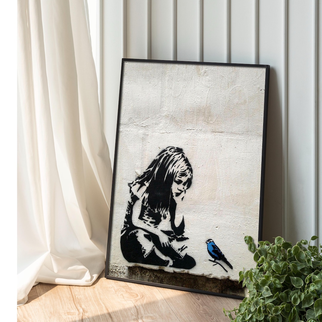 Banksy Girl and Blue Bird Quote, Street Art Banksy Girl and Blue Bird ...