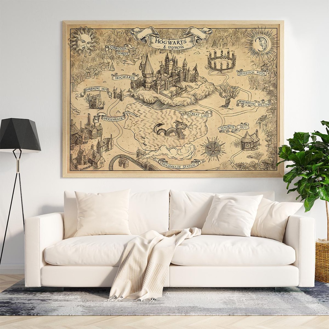 Hogwarts & Environs Map,wizarding World Map Canvas,harry Map Poster ...