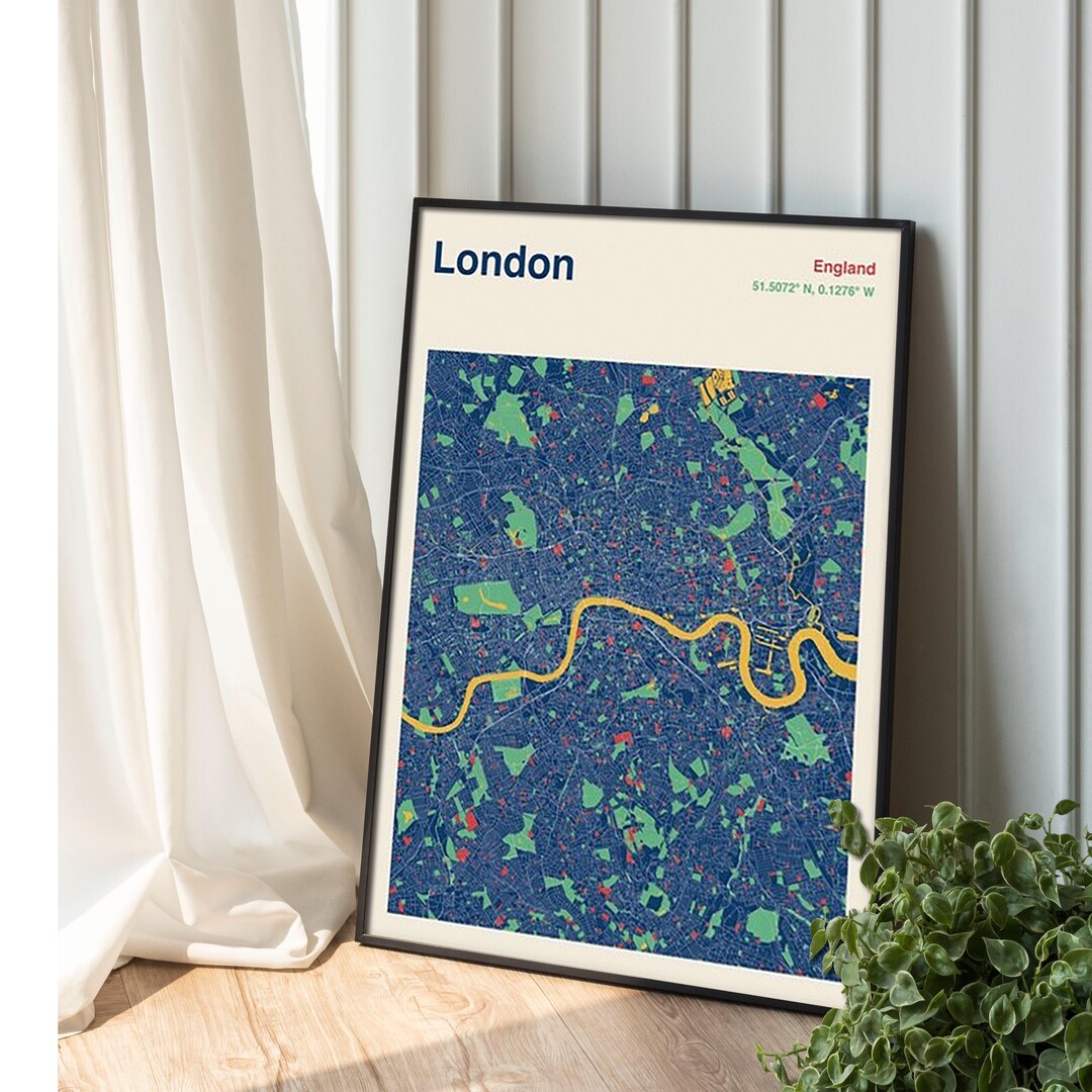 London Map Print, London Poster, London Map, London Print, London Wall ...