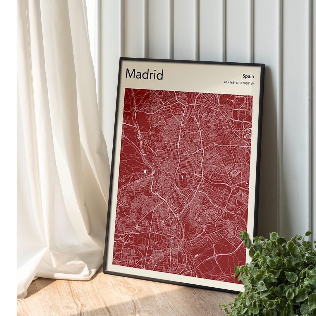 Madrid Map, Printable Wall Art, Map Printable, City Map Print, Madrid ...