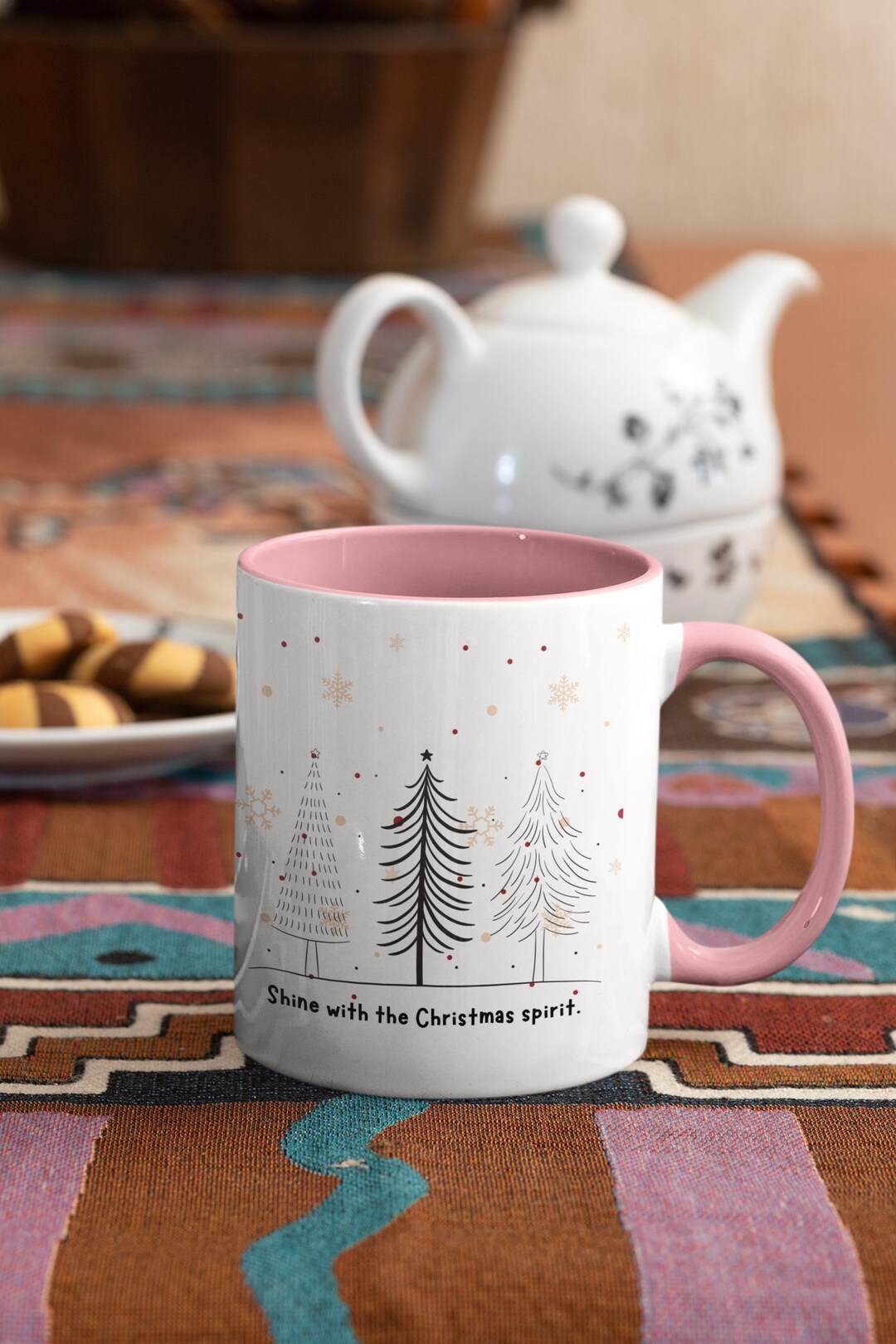 Minimalist Christmas Mug With Three Pine Trees, Minimalist Christmas ...