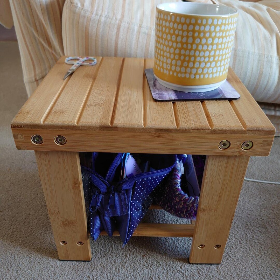 Bamboo Step Stool With Storage Shelf, Multi-purpose Wooden Stool for ...
