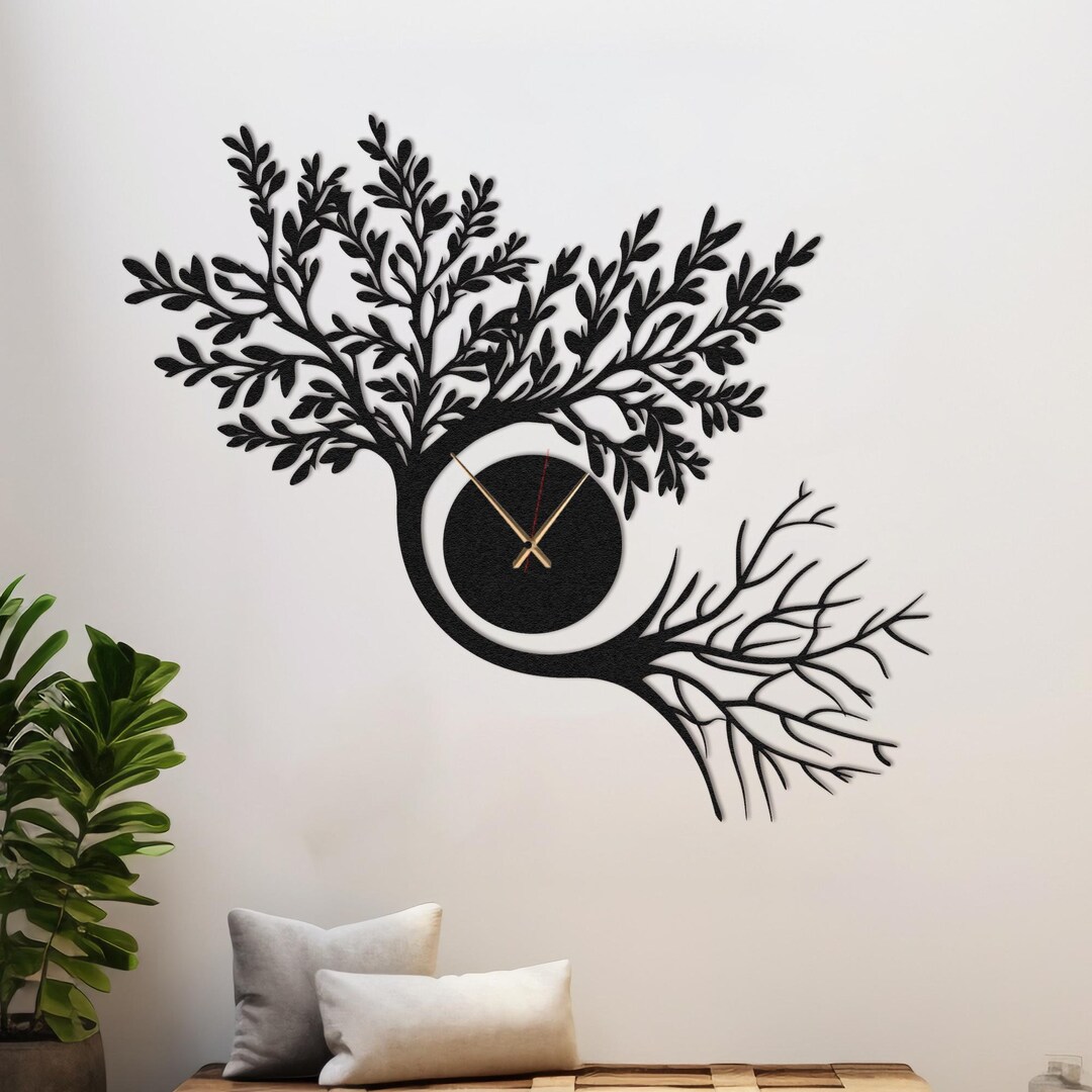 Metal Wall Clock , Tree Branch Design Clock, Christmas Gift Idea ...