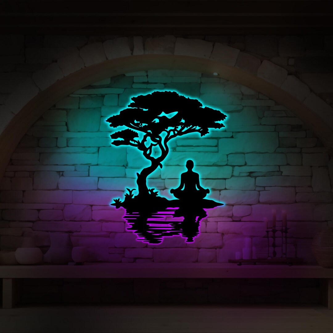 Led Metal Meditation Wall Sign for Yoga Studio, Led Metal Wall Art ...