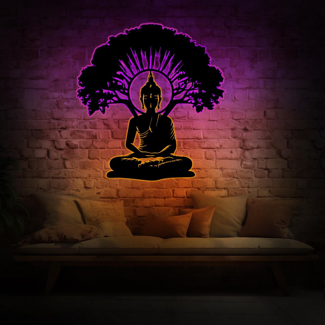 Led Metal Buddhist Art, Led Metal Wall Art, Temple Decor, Unique Home ...