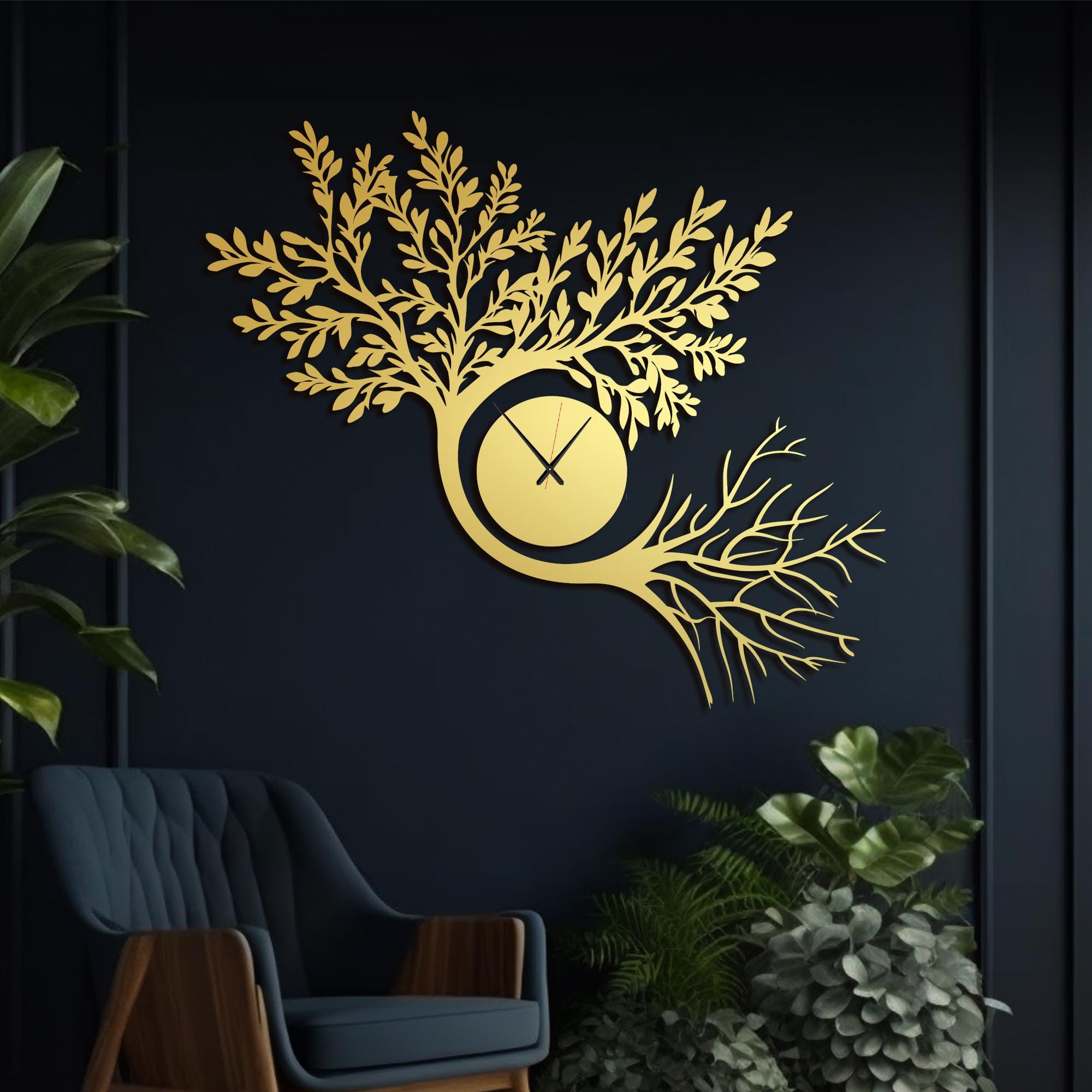 Black Metal Tree Branch Wall Clock: Modern Home Decor - Etsy