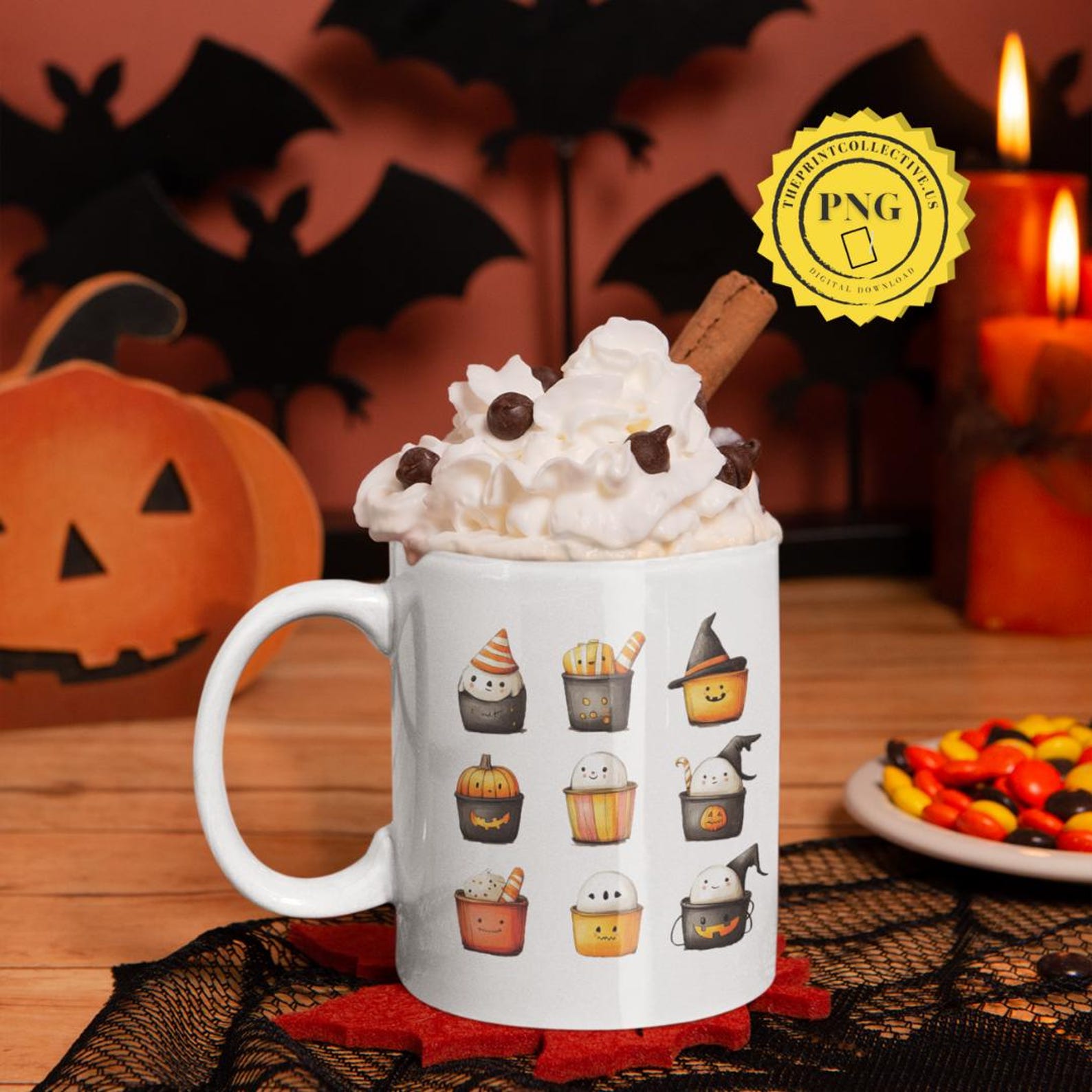 Cute Halloween Candy Buckets Clipart | Spooky Cartoon Ghost & Pumpkin ...