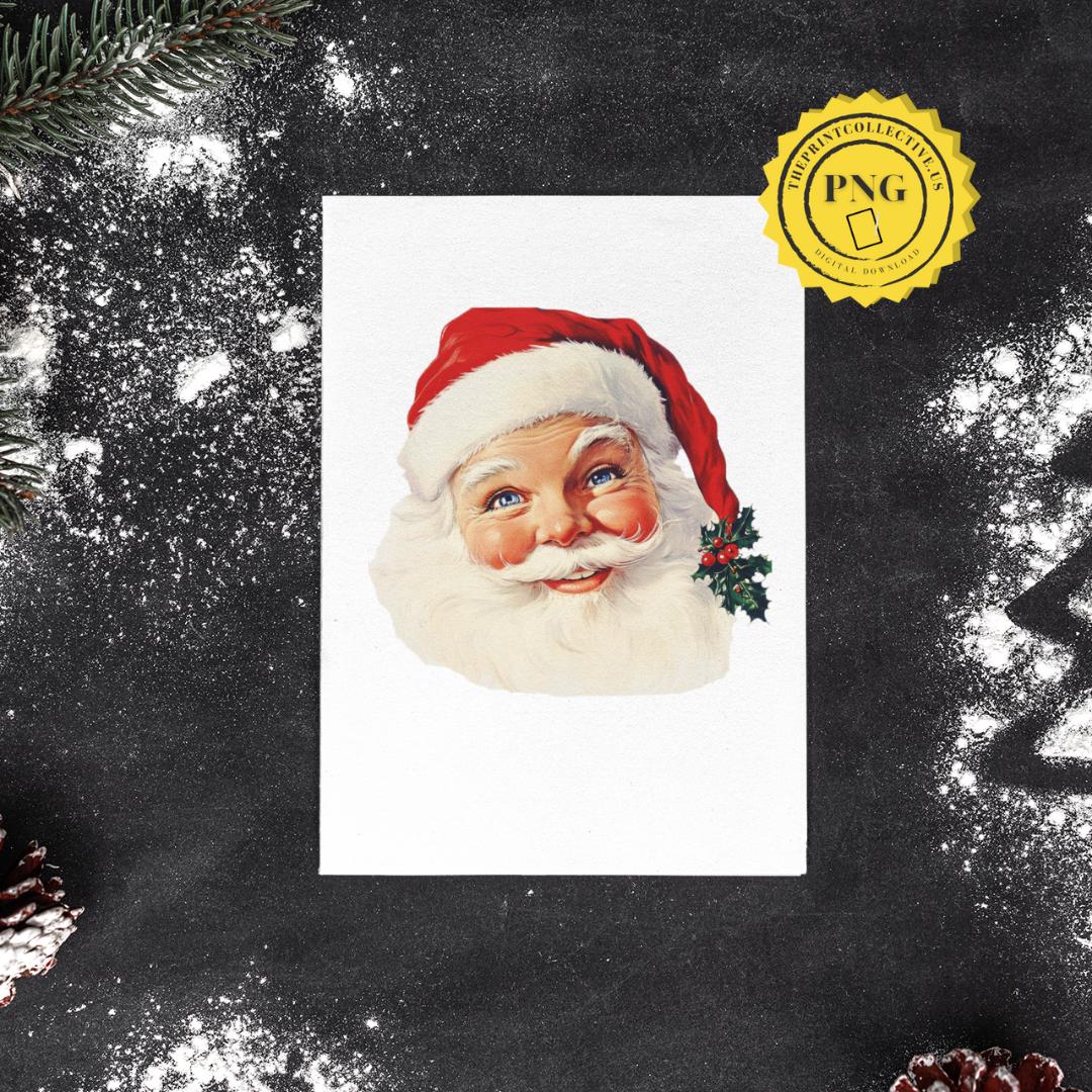 Vintage 1950s Santa Claus PNG Clipart - Retro Christmas Santa, Red Hat ...
