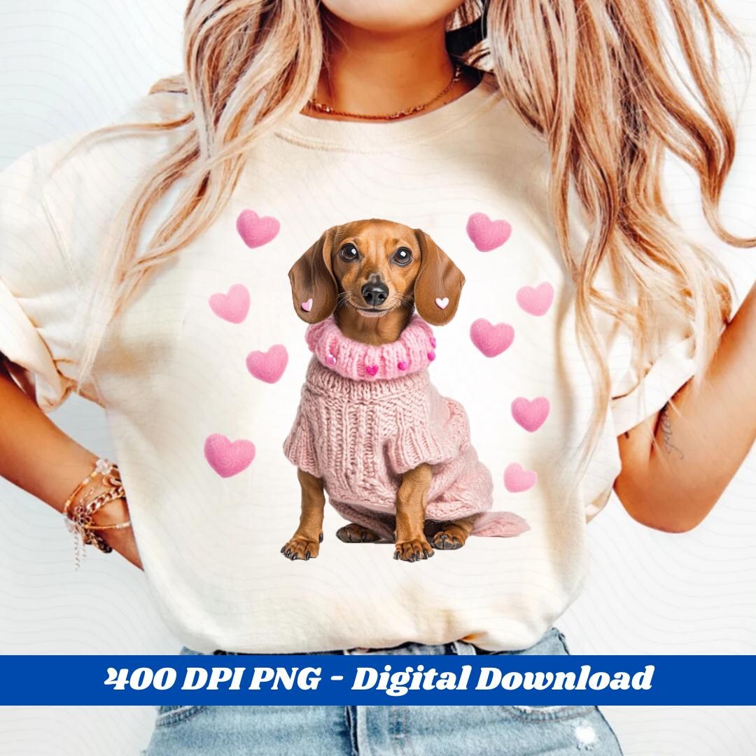 Valentine Dachshund Dog PNG Sausage Dog Valentine Clipart, Cute Weiner ...
