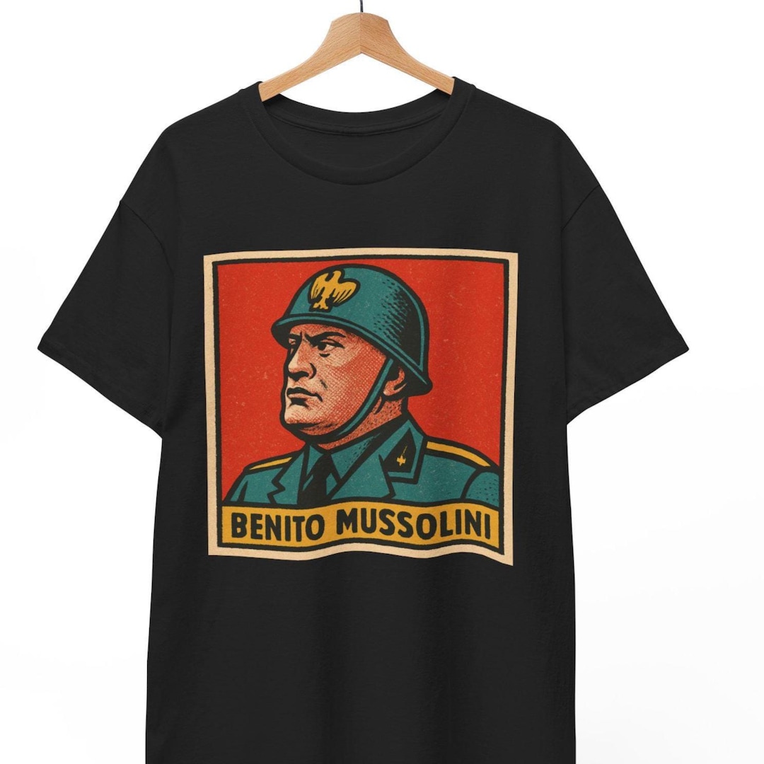 Benito Mussolini Comic T Shirt, Retro Vintage Historical Graphic Tee ...