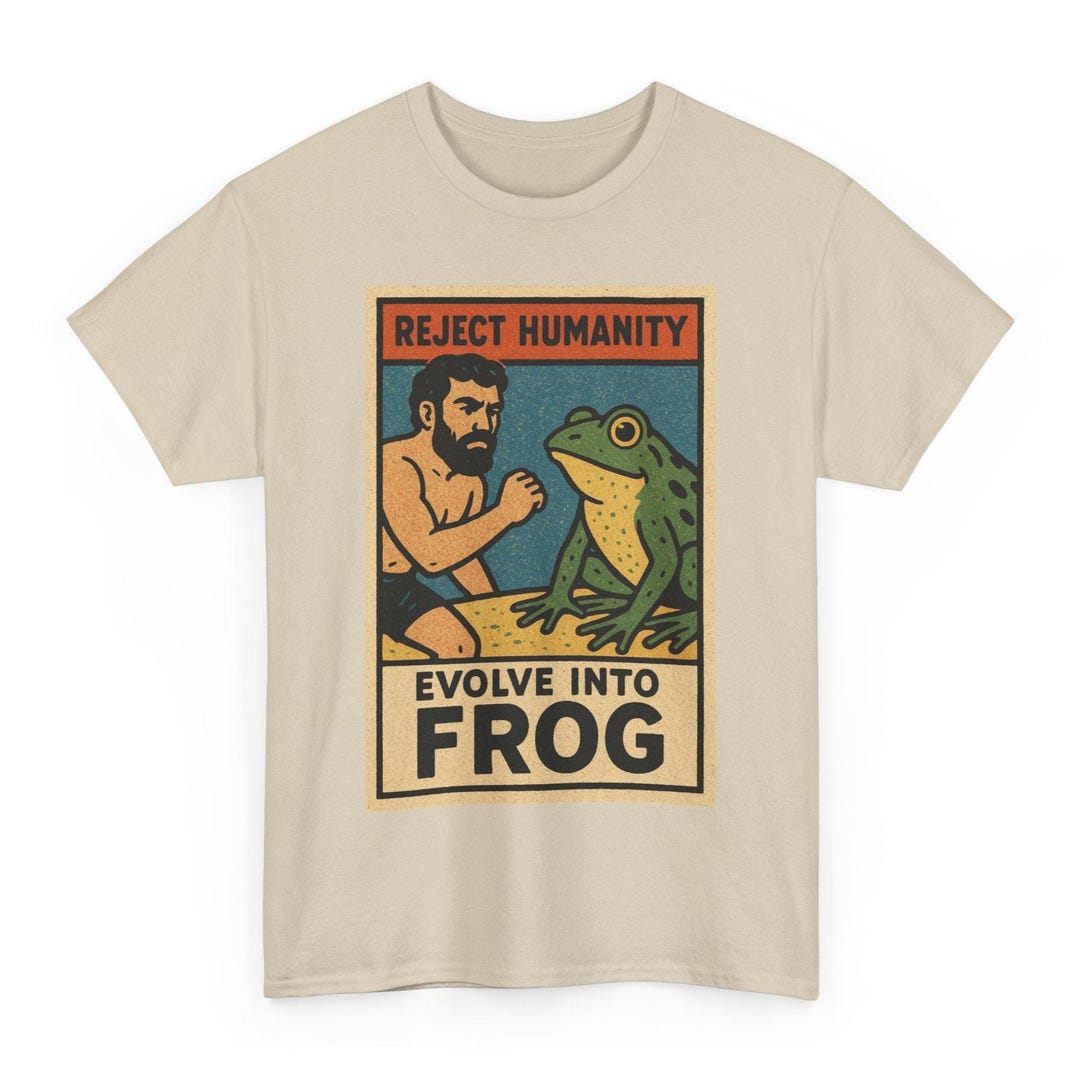 Reject Humanity Evolve Into Frog T-shirt: Retro Comic Funny Meme Unisex ...