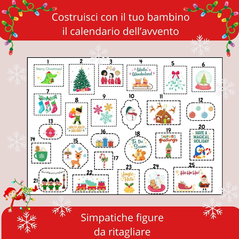 Printable Advent Calendar for Kids DIY Christmas Cut & Paste Activity ...